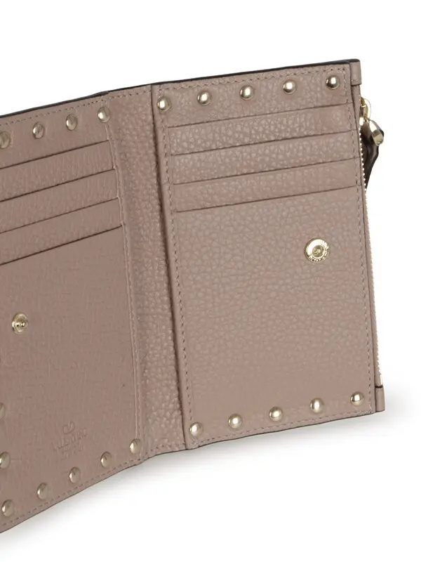 Valentino Garavani Coin Purse/card Case | Rockstud | Vitello Stampa Alce/platinum Studs