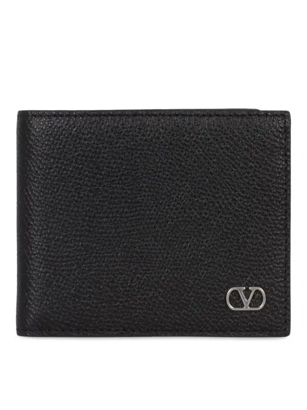 Valentino Garavani Billfold Wallet Only Card | Vlogo Signature | Vit.soft Grain/vintage Palladium Logo - Black