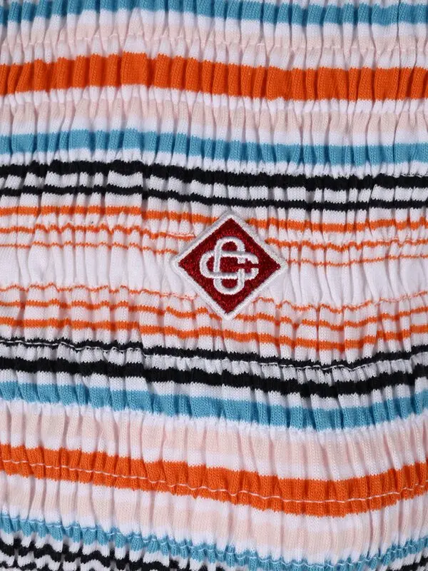 Casablanca Stripe Shirred Polo Top