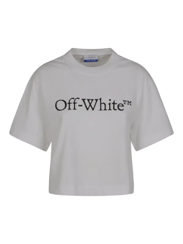 Off-White Big Logo Bookish Crop Tee - White