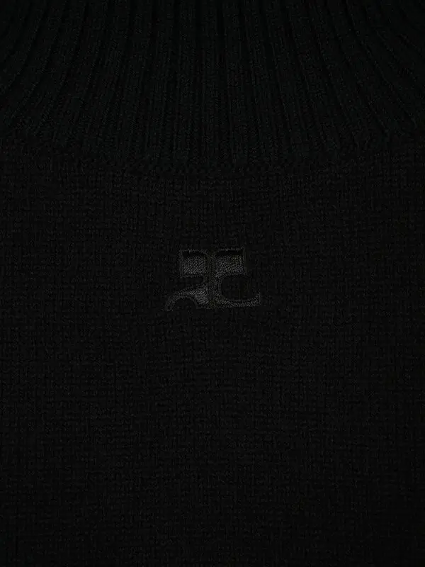 COURREGES Lambswool Zipped Collar Sweater