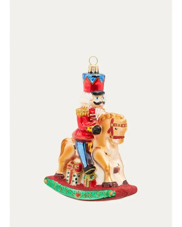 IMPULS Nutcracker On Rocking Horse Glass Ornat