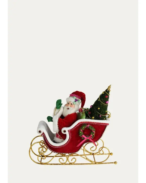 KATHERINE'S COLLECTION Merry & Magnificent Christmas Papa Noel With Sleigh Tabletop Doll - Multi