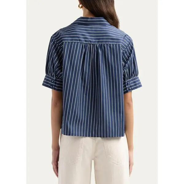 FRAME The Popover Striped Cotton Top