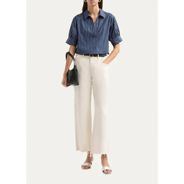 FRAME The Popover Striped Cotton Top