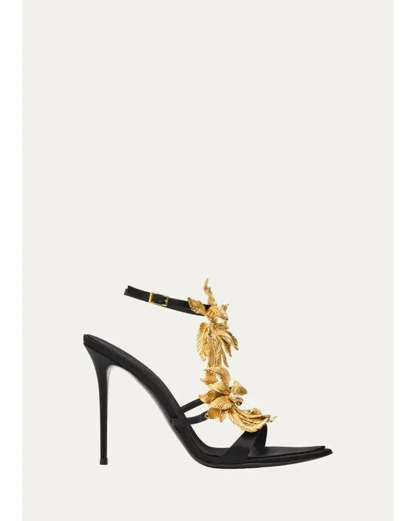 GIUSEPPE ZANOTTI Incanto Oro 105mm 3d-floral Satin Sandals