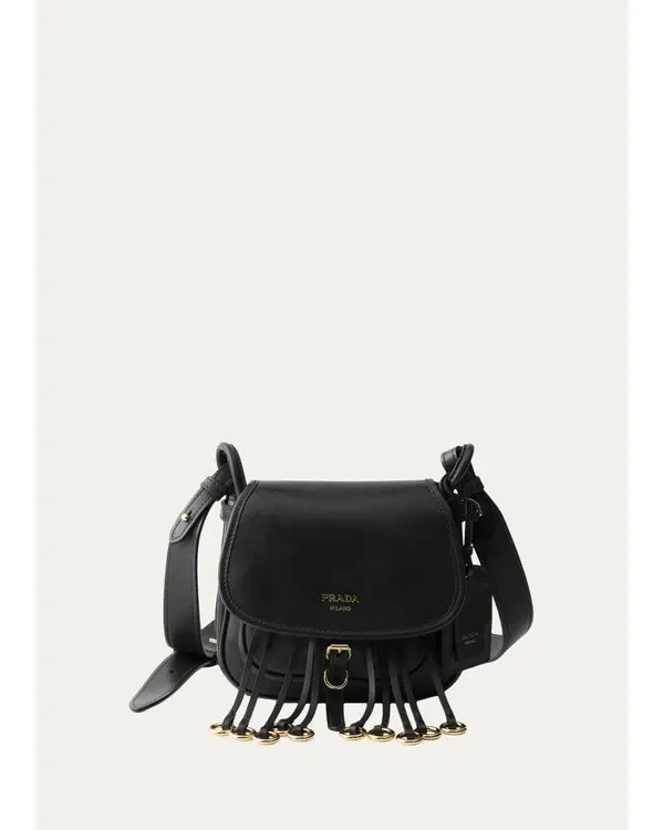 Prada Corsaire Aged Leather Shoulder Bag - Nero