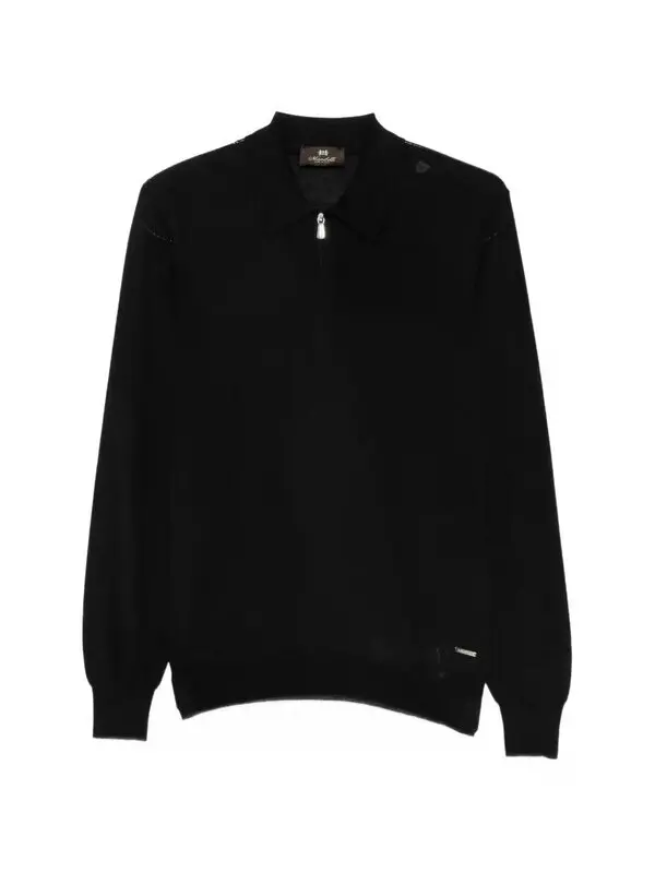 MANDELLI Zip-fastening Long-sleeve Polo Shirt