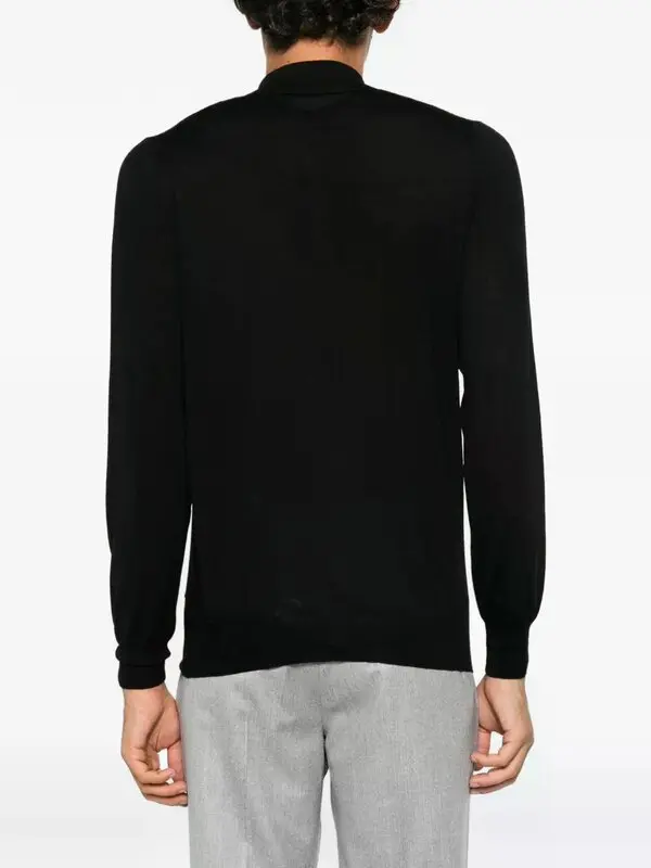 MANDELLI Zip-fastening Long-sleeve Polo Shirt