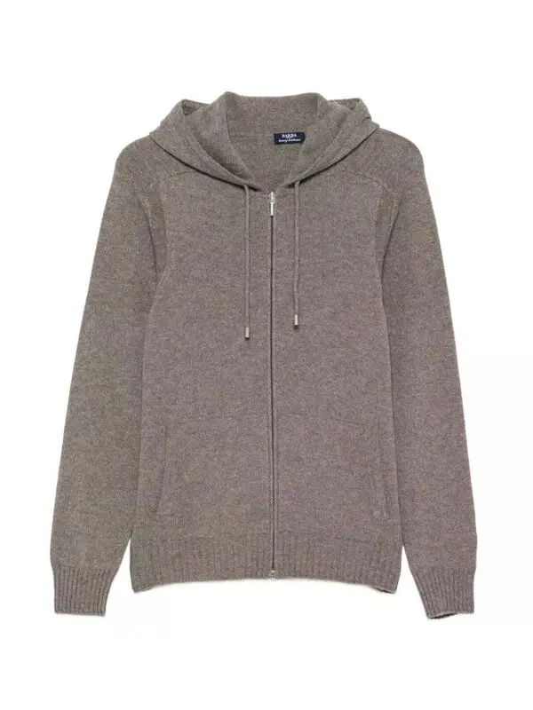 BARBA NAPOLI Zip-up Hood Cardigan - Brown
