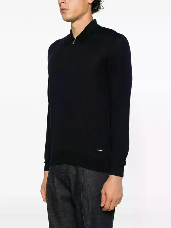 MANDELLI Long-sleeve Zip-fastening Polo Shirt