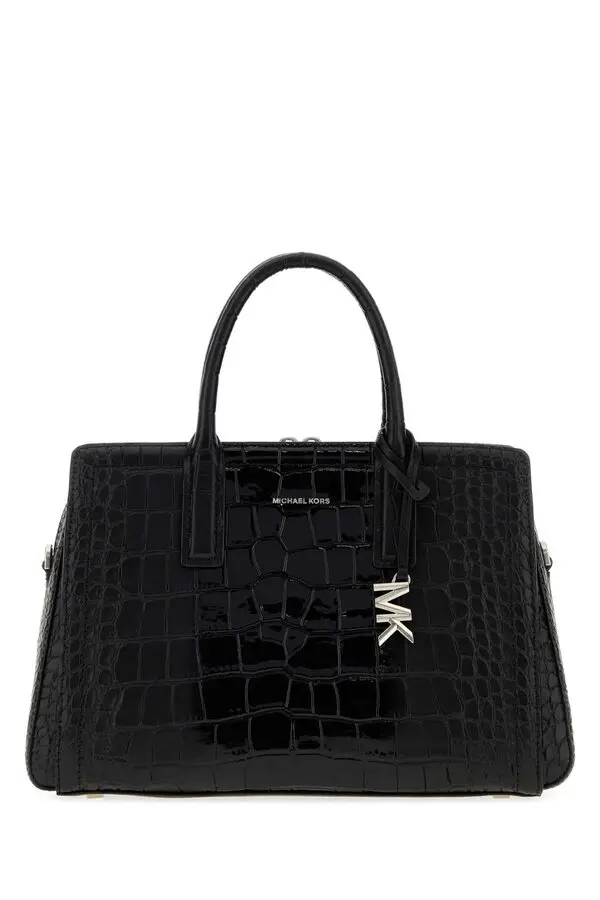 Michael Kors Structured Cow Leather Satchel Handbag - Black