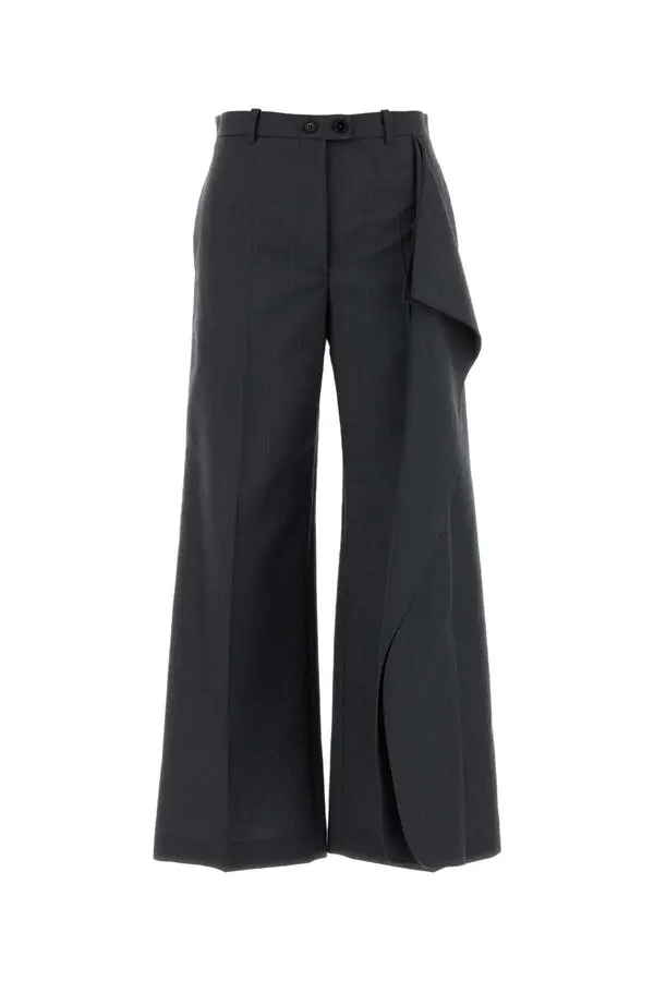 JIL SANDER Dark Wool Blend Wide-leg Pants For
