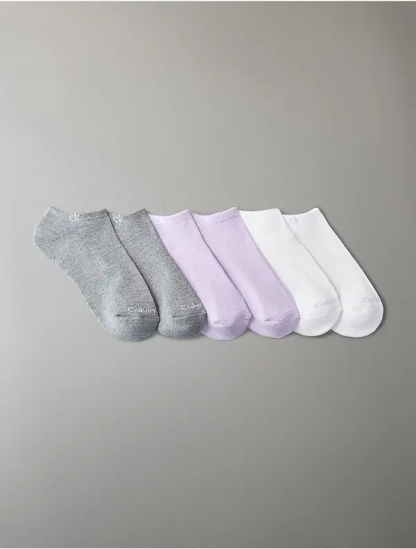 Calvin Klein Basic Cushion 6-pack No Show Socks - Grey Assorted