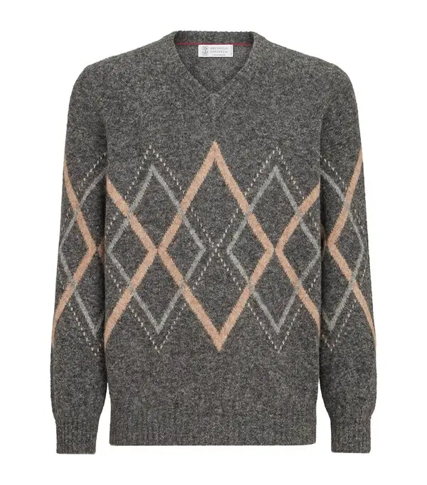 Brunello Cucinelli Alpaca-blend Argyle Sweater