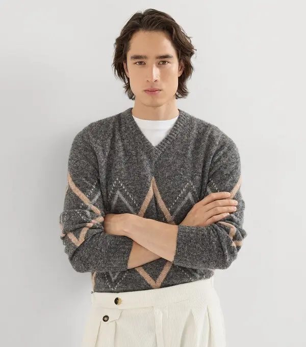 Brunello Cucinelli Alpaca-blend Argyle Sweater