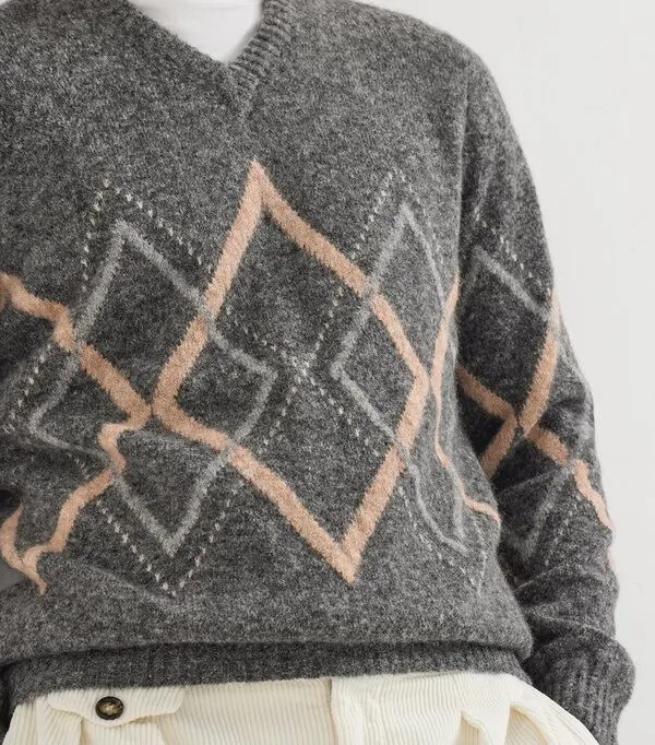 Brunello Cucinelli Alpaca-blend Argyle Sweater