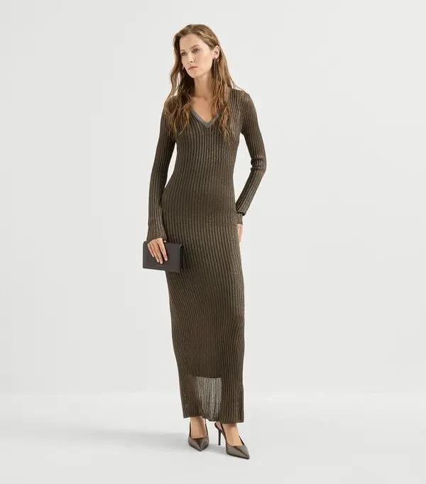 Brunello Cucinelli Rib-knit Sparkling Maxi Dress