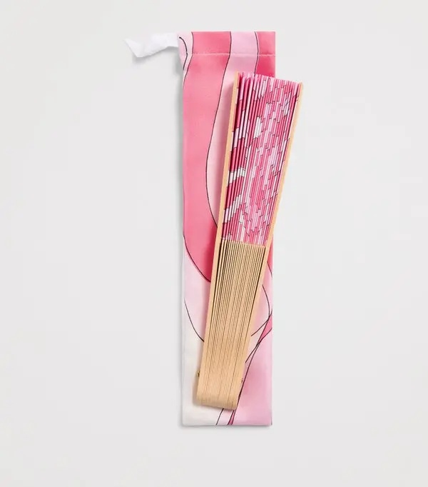 Emilio Pucci Silk Marmo Print Fan