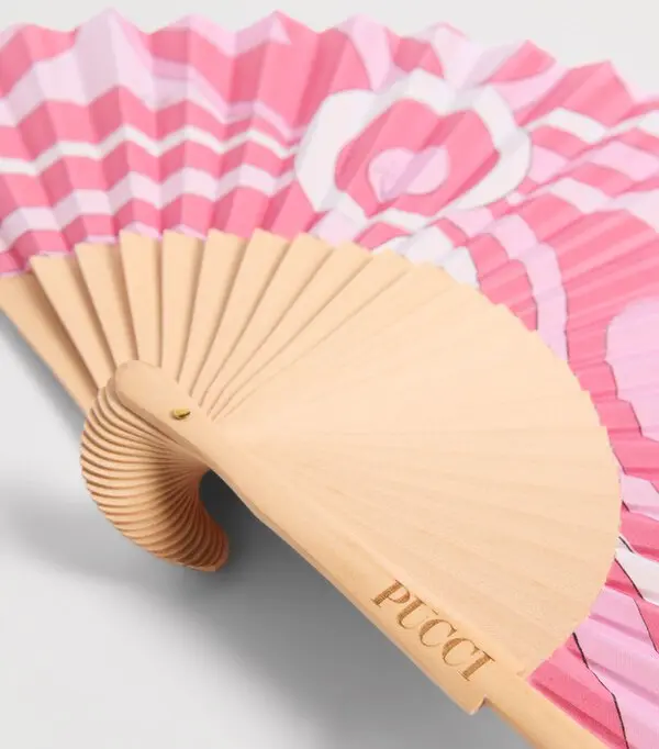 Emilio Pucci Silk Marmo Print Fan
