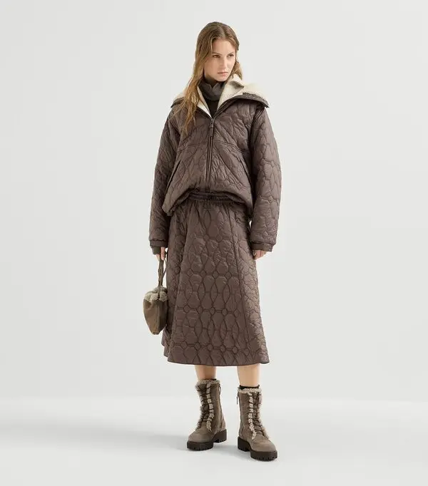 Brunello Cucinelli Water-resistant Quilted Midi Skirt
