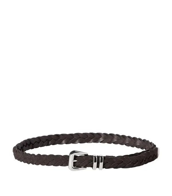 Brunello Cucinelli Reversed Calfskin Braided Belt