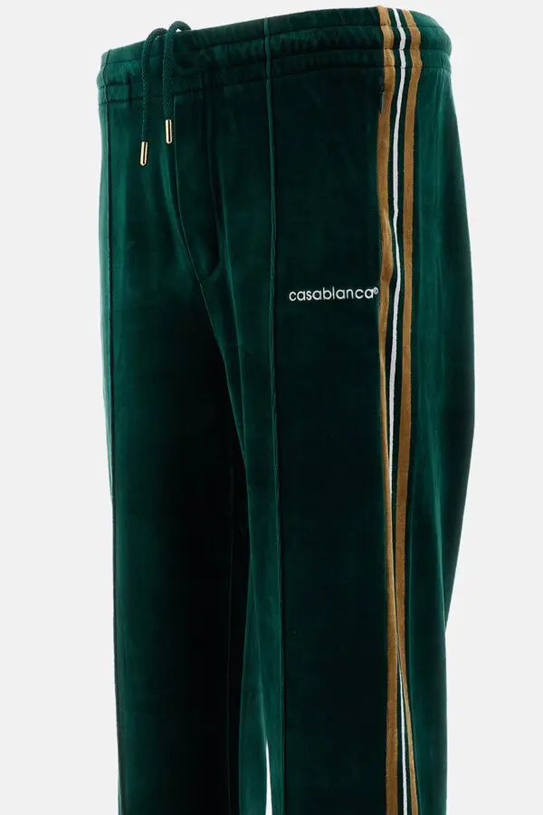 Casablanca Pantaloni Tuta In Velluto Stripe - Verde