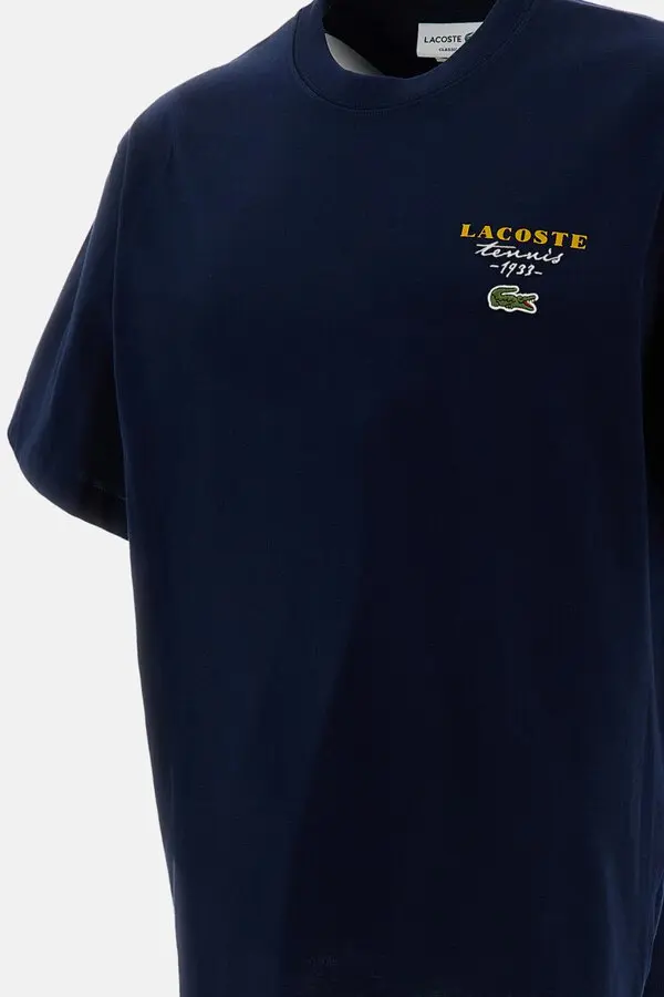 Lacoste Maglietta In Cotone Con Stampa E Ricamo