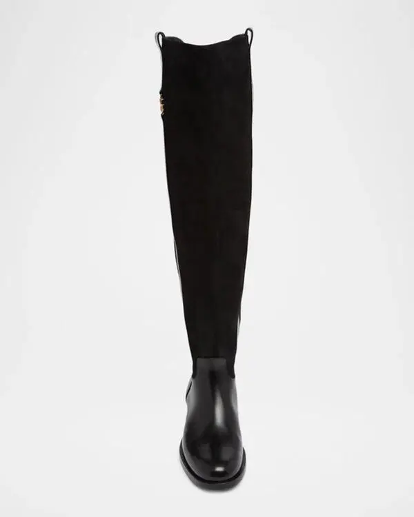 Dolce & Gabbana Dg Equestrian Mixed Leather Over-the-knee Boots - Nero