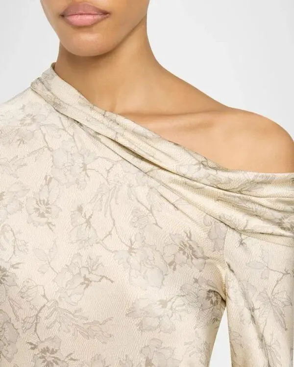 Alberta Ferretti Lace Printed Satin One-shoulder Gown - Multi Blue