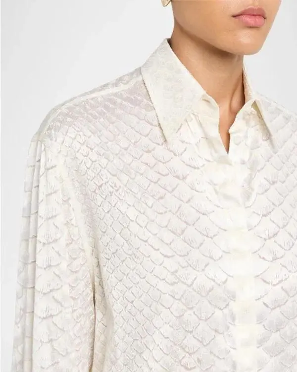 Roberto Cavalli Serpentine Silk Burnout Button-down Shirt