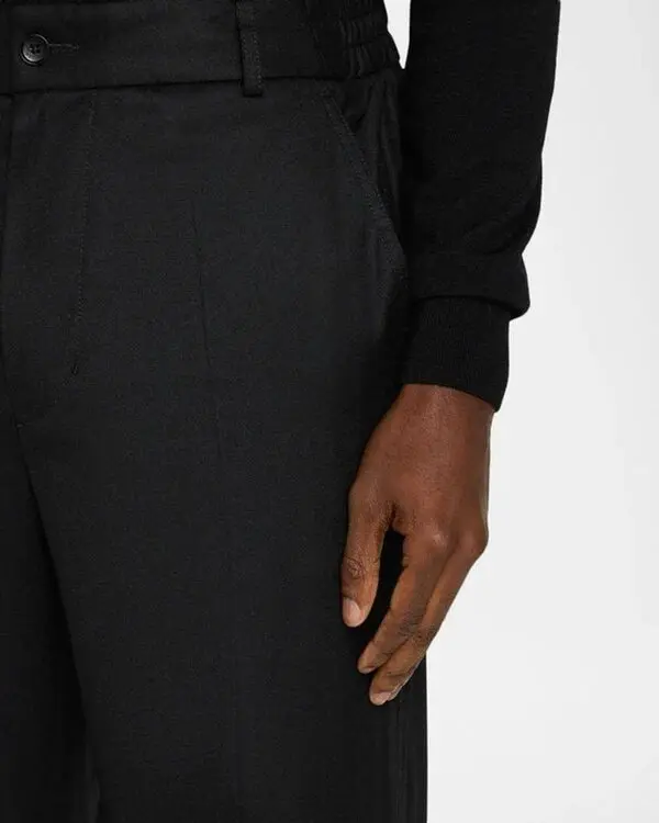 Moncler Apos;s Tailored Wool Trousers - Black