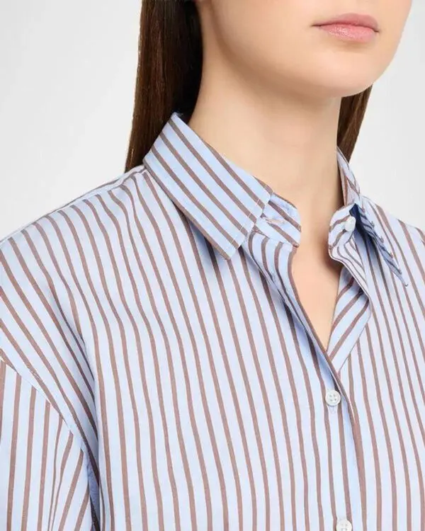 Brunello Cucinelli Monili-trim Striped Cotton Poplin Button-down Shirt