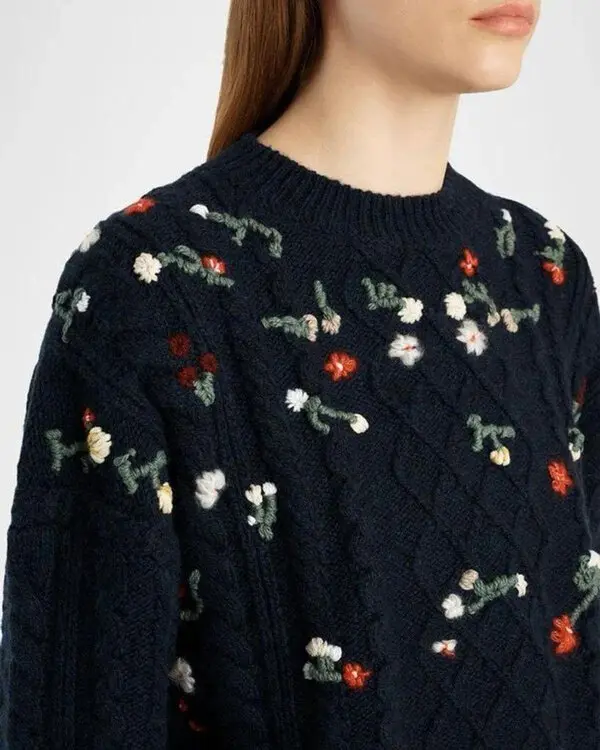 Khaite Elias Floral-embroidered Cashmere Sweater