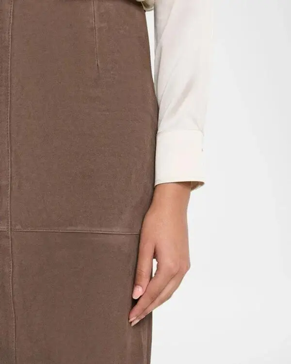 Max Mara Straight Suede Midi Skirt