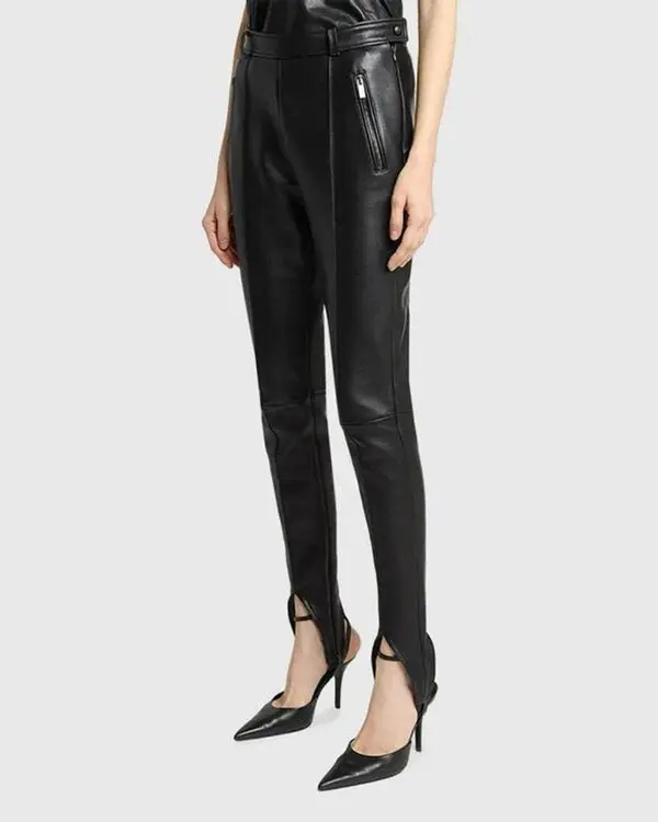 Balmain Leather Slim-leg Stirrup Leggings