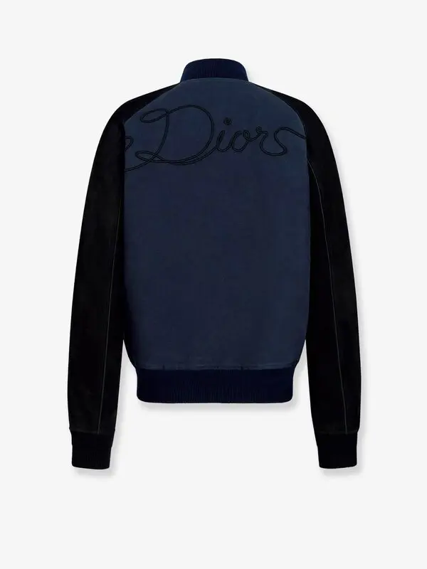 Dior Ribbon College Cotton And Suede Bomber - Multicolor