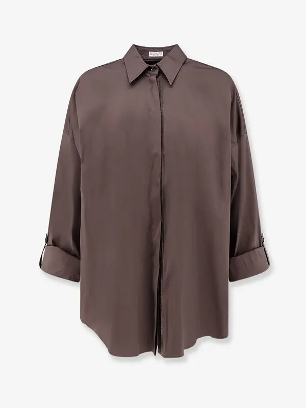 Brunello Cucinelli Cotton Blend Shirt With Shiny Trim