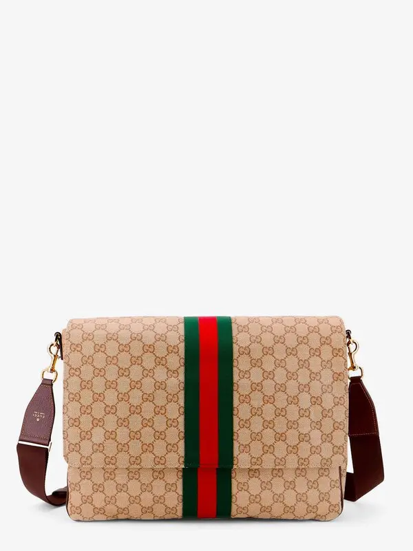 Gucci Gg Canvas Crossbody Bag With Front Web Detail - Multicolor