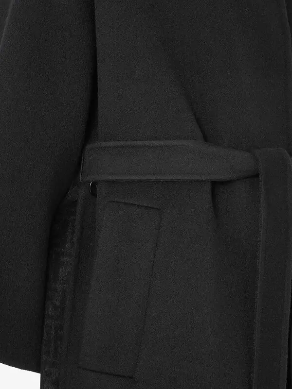 Fendi Ff Zucca Wool Midi Coat Black