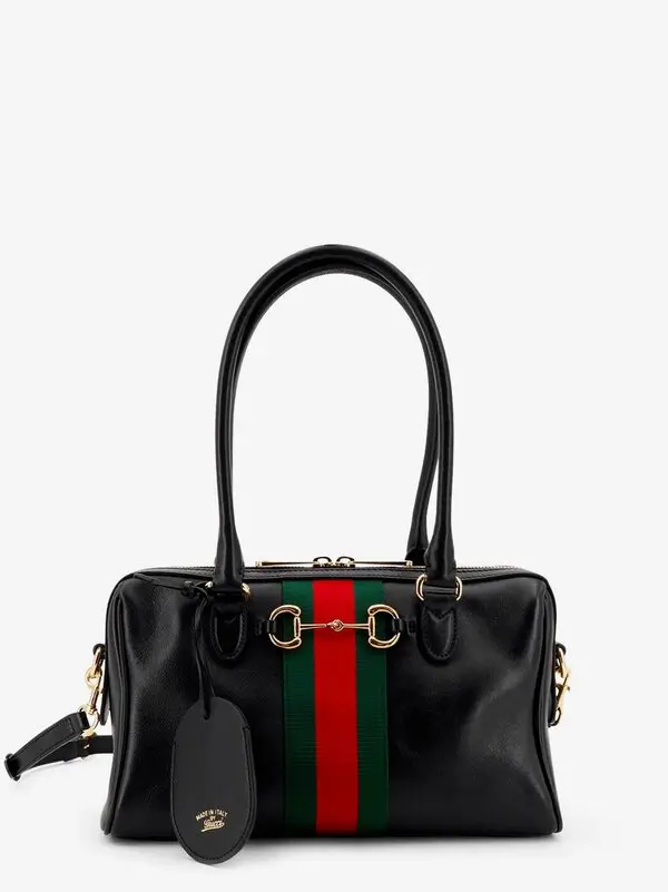 Gucci Borsetto Leather Handbag With Web Detail On The Front