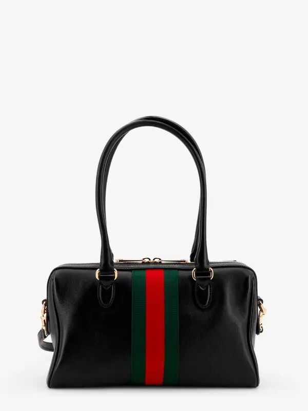 Gucci Borsetto Leather Handbag With Web Detail On The Front