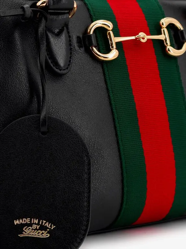 Gucci Borsetto Leather Handbag With Web Detail On The Front