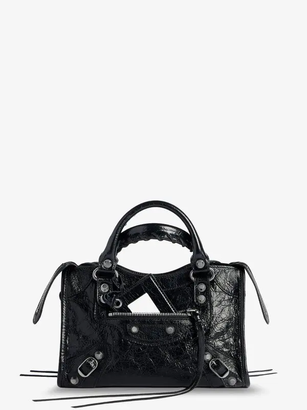 Balenciaga Le City Mini Arena Leather Handbag - Black