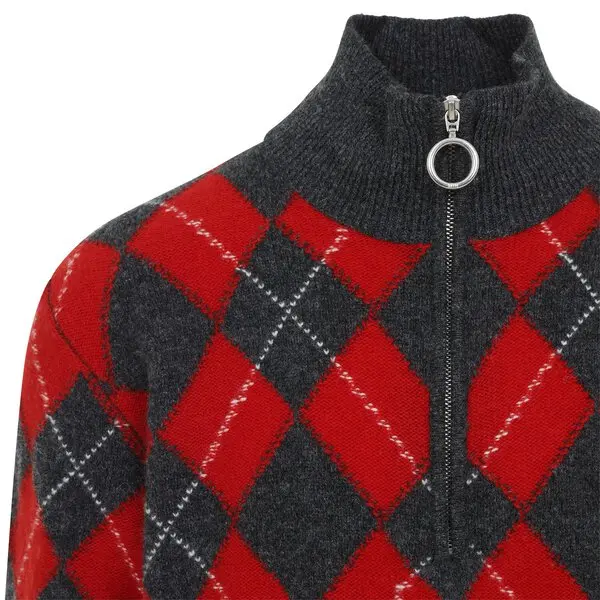 AMI Paris Zipped Collar Sweater - Gray