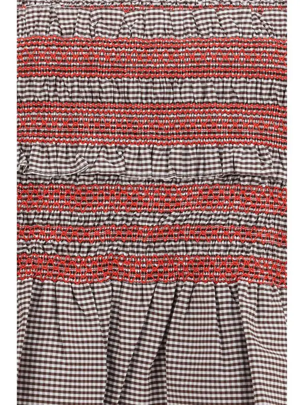GANNI Elastic Printed Top With Ruching And Side Ties