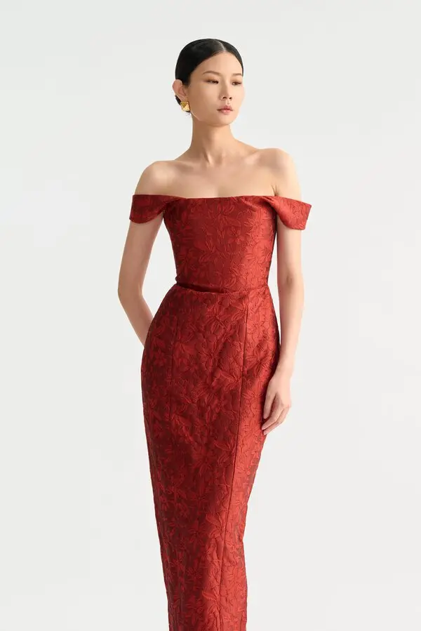 SAU LEE Joanna Jacquard Gown