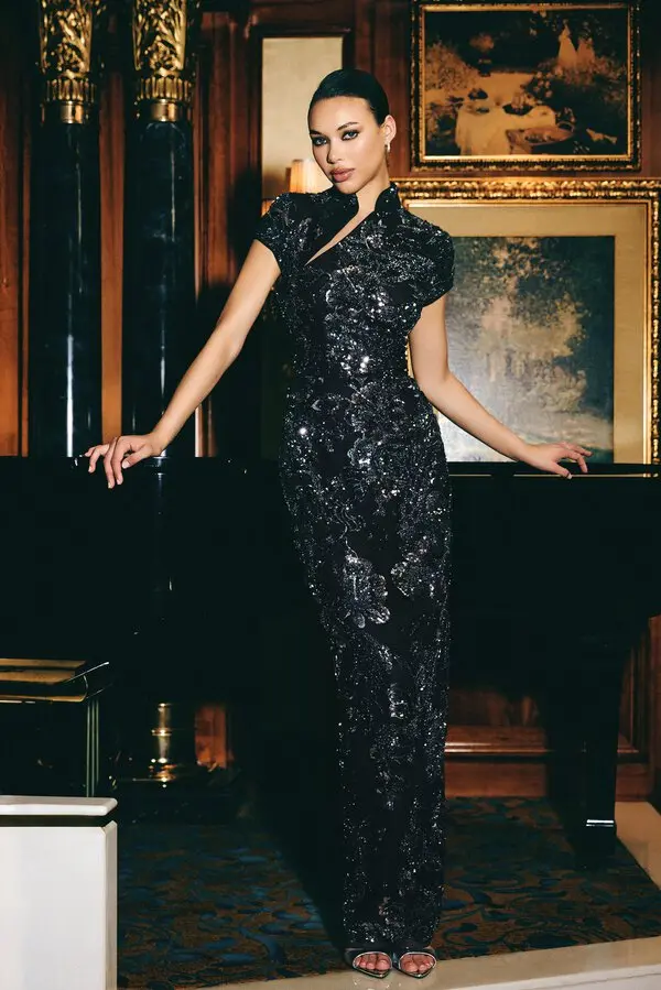 SAU LEE Seraphine Embellished Dress