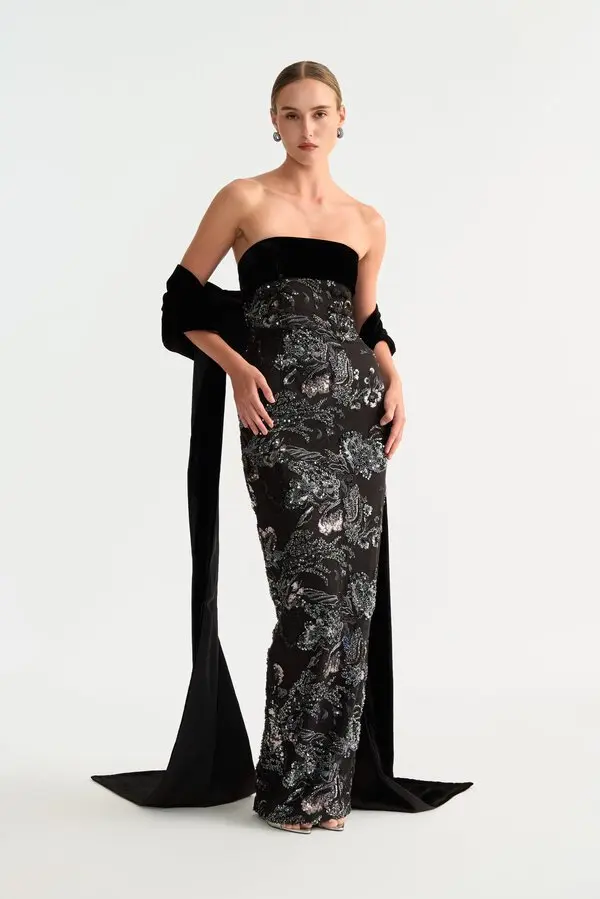 SAU LEE Adrian Embellished Gown