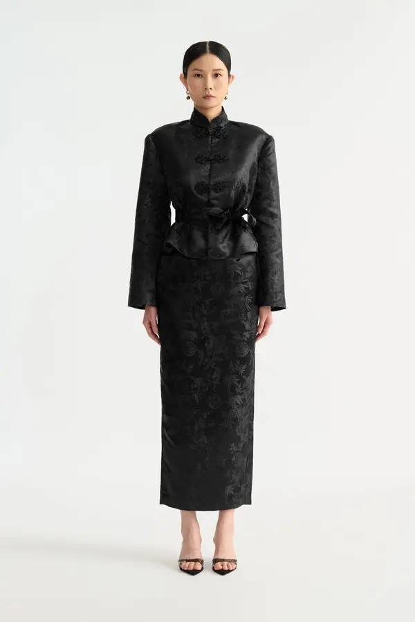 SAU LEE Roman Jacquard Skirt - Black